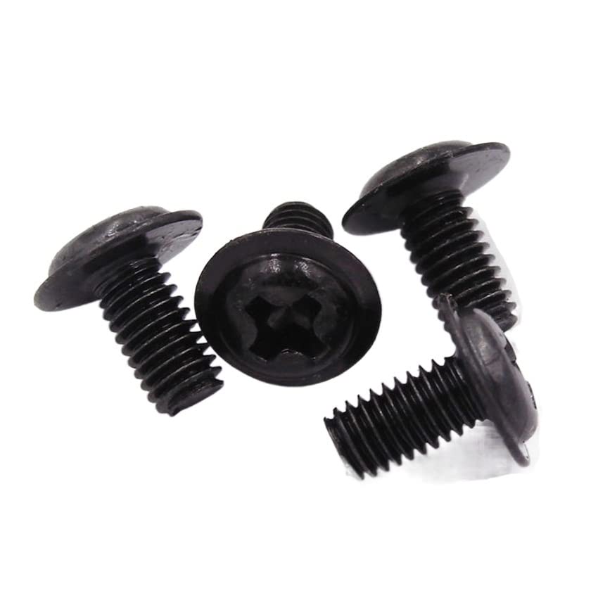 50/100Pcs Black Cross Phillips Pan Head with Washer Screw M2 M2.5 M3 M4 M5 for PC Case Motherboard Mount DIY Computer Screws (Color : 100pcs, Size : M3x6mm)