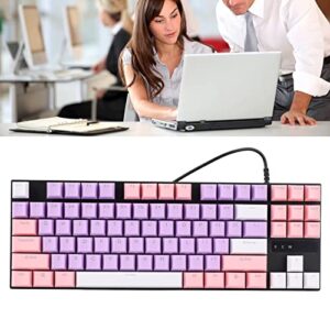 Dilwe Mechanical Gaming Keyboard,RGB 26 Backlit USB Wired Keyboard,Waterproof PC Keyboard,Portable 87 Key Ergonomic Mechanical Gaming Keyboard,Wired Computer Keyboard for Windows (Pink