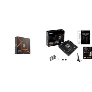 amd ryzen™ 7 7700x 8-core, 16-thread unlocked desktop processor & asus tuf gaming b650m-plus wifi socket am5 (lga 1718) ryzen 7000 matx gaming motherboard