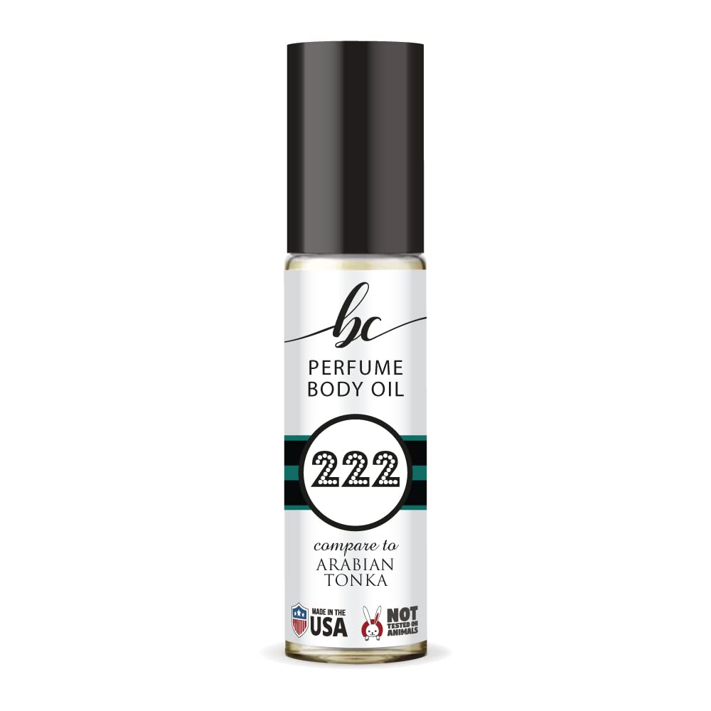 BIOCURA BC Perfume 222 Inspired by Arabian Tonka For Women & Men Replica Fragrance Body Oil Dupes Alcohol-Free Sample Travel Size Concentrated Long Lasting Roll-On 0.3 Fl Oz/10ml