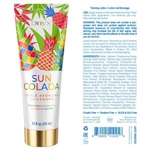 Onyx Suncolada Triple Bronzing Pineapple Tanning Bed Lotion - Indoor & Outdoor Bronzing with Natural Fruit Extracts, Hydrating, Moisturizing, Anti-Aging, Indoor Tanning Lotion with Bronzer