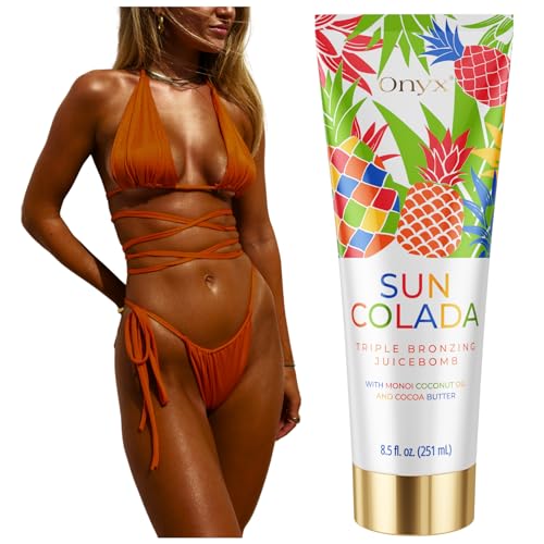 Onyx Suncolada Triple Bronzing Pineapple Tanning Bed Lotion - Indoor & Outdoor Bronzing with Natural Fruit Extracts, Hydrating, Moisturizing, Anti-Aging, Indoor Tanning Lotion with Bronzer