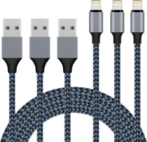 [apple mfi certified] iphone charger, iphone fast charging 3 pack 9 ft lightning cable nylon braided long iphone charger cord iphone 14 13 12 11 pro max xr xs x 8 7 6 plus se and more