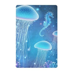 blueangle fitted crib sheet glowing jellyfish baby sheets for standard crib toddler mattress cover, soft microfiber breathable mattress cover for boys and girls（177）