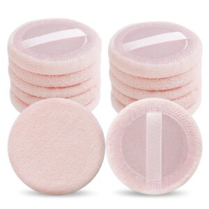 wllhyf 12pcs makeup powder puffs pink cotton powder puffs round powder puff for makeup face powder velour puffs for loose powder washable(pink