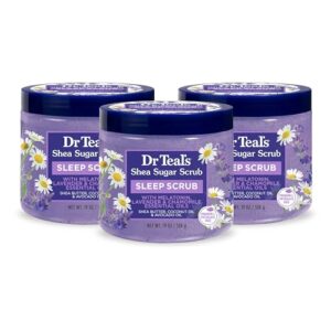 dr teal's shea sugar sleep scrub, with melatonin, lavender, & essential oils, 19oz (pack of 3)