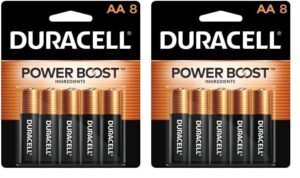 duracell coppertop aa batteries with power boost ingredients, 8 count pack double a battery with long-lasting power, alkaline aa battery for household and office devices (pack of 2)