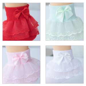 Twtility Toddler Baby Girls Ruffle Lace Socks Princess Dress Double Lace Cotton White Frily Socks