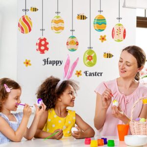 happy easter wall decals eggs wall stickers peel and stick easter wall decorations window clings for nursery classroom kids room baby bedroom home kitchen easter party decoration (eggs)