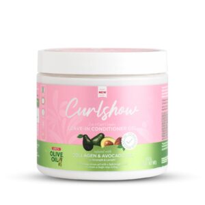 ors olive oil curlshow leave-in conditioner gel infused with collagen & avocado oil for strength & length (16.0 oz)