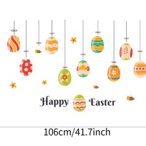 Happy Easter Wall Decals Eggs Wall Stickers Peel and Stick Easter Wall Decorations Window Clings for Nursery Classroom Kids Room Baby Bedroom Home Kitchen Easter Party Decoration (Eggs)