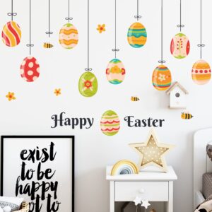 Happy Easter Wall Decals Eggs Wall Stickers Peel and Stick Easter Wall Decorations Window Clings for Nursery Classroom Kids Room Baby Bedroom Home Kitchen Easter Party Decoration (Eggs)