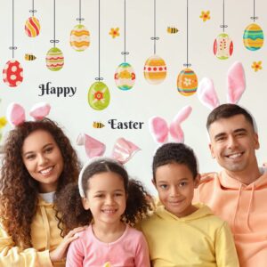 Happy Easter Wall Decals Eggs Wall Stickers Peel and Stick Easter Wall Decorations Window Clings for Nursery Classroom Kids Room Baby Bedroom Home Kitchen Easter Party Decoration (Eggs)