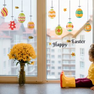 Happy Easter Wall Decals Eggs Wall Stickers Peel and Stick Easter Wall Decorations Window Clings for Nursery Classroom Kids Room Baby Bedroom Home Kitchen Easter Party Decoration (Eggs)