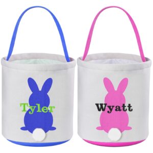 personalized 2pcs easter basket, vapcuff blue and pink easter baskets for boys girls easter bunny basket easter eggs hunt basket easter gifts easter bunny basket gifts for kids