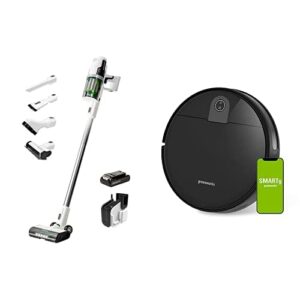 greenworks powerful brushless cordless stick vacuum and smart app control robotic vacuum