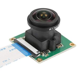 5 megapixel ov5647 sensor, hd camera module board wide angle 175° for raspberry pi b 3/2 with adjustable and interchangeable lens, 3.2 * 3.2 * 2.5cm