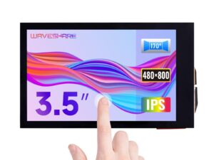 waveshare 3.5inch ips capacitive touch lcd display, compatible with raspberry pi 5/4b/3b/zero/zero w/zero 2w/pico/pico w/pico wh, 480×800, adjustable brightness