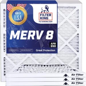 filter king 15.5x17.5x1 air filter | 3-pack | merv 8 hvac pleated a/c furnace filters | made in usa | actual size: 15.5 x 17.5 x .75"