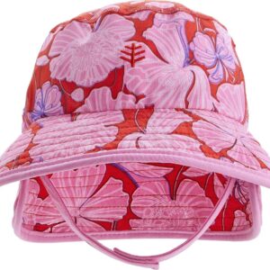 Coolibar UPF 50+ Baby Linden Sun Bucket Hat - Sun Protective (6-12 Months- Radiant Red Botanical Floral)