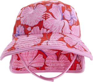 coolibar upf 50+ baby linden sun bucket hat - sun protective (6-12 months- radiant red botanical floral)