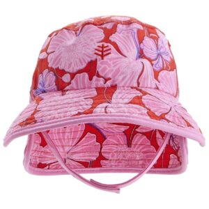 Coolibar UPF 50+ Baby Linden Sun Bucket Hat - Sun Protective (6-12 Months- Radiant Red Botanical Floral)