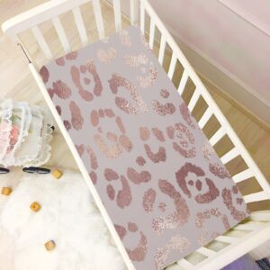 Blueangle Golden Leopard Print Crib Sheets, Ultra Stretch Baby Crib Sheet for Boys Girls, Snug Fitted Toddler Bedding Crib Mattress Sheet（372）