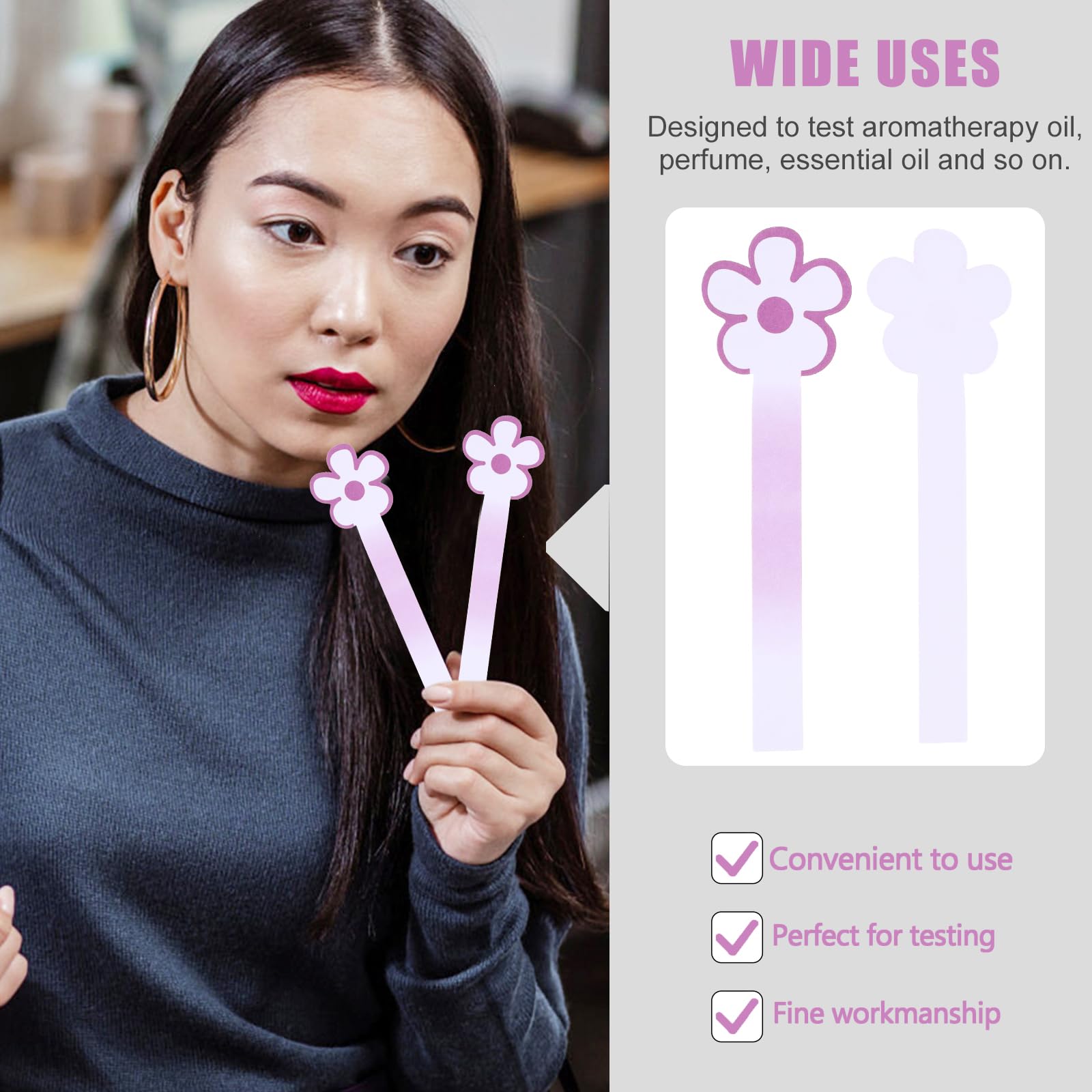 VILLCASE 400pcs Perfume Test Strips, Flower Shaped Fragrance Paper Strips, Disposable Essential Oils Paper Test Strips for Diffuser Fragrance Testing Scents