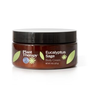 plant therapy eucalyptus sage body cream 8 oz restore softness & ultra hydration, vitamins and antioxidants to soften, smooth, and firm skin