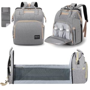 derstuewe diaper bag backpack，baby diaper bags, multifunctional diaper backpack large capacity (charcoal grey)