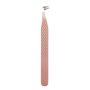 szeles fiber tip tweezers diamond grip eyelash extensions tweezer anti-slip solation volume lash tweezers for lash tweezers (ftt2-pink)