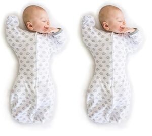 swaddledesigns transitional swaddle sack with arms up half-length sleeves and mitten cuffs, tiny hedgehogs, small, 0-3mo, 6-14 lbs (better sleep for baby boys, baby girls, easy swaddle (pack of 2)