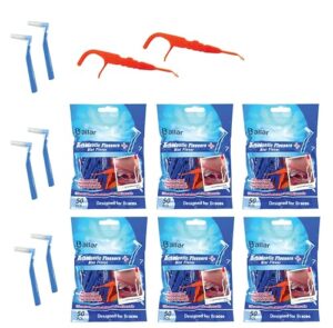 flosser for braces| ortho floss| 300 count bag| pack of 6 bonus 4 interdental brush| floss dental pick fits between brace wire and teeth| quick and easy braces floss