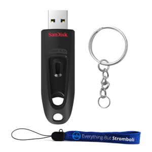 sandisk 64gb flash ultra 3.0 usb flash drive high performance thumb drives (sdcz48-064g-u46) bundle with (1) everything but stromboli lanyard & key ring