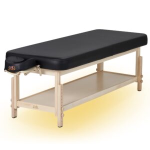 mt massage harvey comfort stationary massage table package spa salon beauty bed massage bed beauty table spa salon tattoo physical therapy wide massage table (black with ambient light)