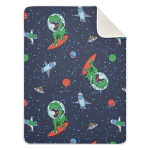 mazeann astronaut dinosaur galaxy baby blankets soft warm crib stroller blanket for toddler newborn girls boys, 30x40in