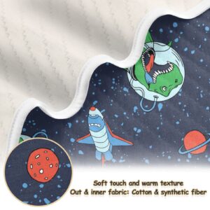 Mazeann Astronaut Dinosaur Galaxy Baby Blankets Soft Warm Crib Stroller Blanket for Toddler Newborn Girls Boys, 30x40in