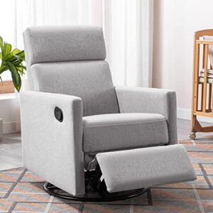 modern upholstered plush seating glider swivel,upholstered rocker nursery chair plush seating glider swivel recliner chair, recliner,modern nursery recliner,conscious glider (gray)