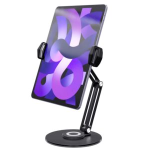 pzoz retail kiosk ipad stand, 360°rotate pos tablet stand, fits 6-12.9" ipad mini pro-business supplies swivel tablet holder for store cash register office reception kitchen desktop display