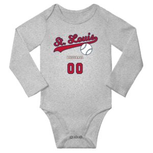 babywen custom st. louis baby bodysuit for boy girl baseball sports baby romper gifts personalized baby name & number