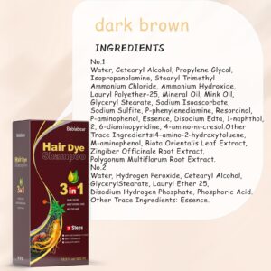 dark brown hair color shampoo for gray hair 500ml instant hair dye shampoo for men & women-3 in 1 color shampoo