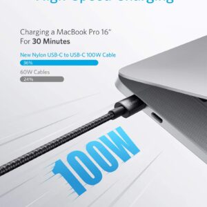 Anker USB C Hub, 332 USB-C Hub (5-in-1, 4K HDMI) with 100W Power Delivery, 4K@30Hz HDMI Display, 5Gbps USB-C and USB-A Data Ports & New Nylon USB C to USB C Cable 100W 10ft