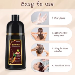 Dark Brown Hair Color Shampoo for Gray Hair 500ML Instant Hair Dye Shampoo for Men & Women-3 in 1 Color Shampoo