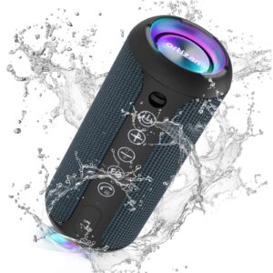 ortizan x8pro & x10 navy, portable wireless bluetooth speakers, ipx7 waterproof shower speaker with deep bass/led light/30h battery/tf card/aux, true wireless stereo speaker for indoor&outdoor