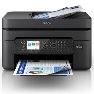 epson workforce wf-2950 all-in-one wireless color inkjet printer for home office, black - print scan copy fax - 2.4" lcd, 33 ppm, 5760 x 1440 dpi, auto duplex printing, 30-sheet adf