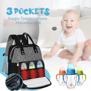 Diaper Bag Backpack, Multifunction Large Travel Backpack with Changing Pad for Moms Dads, Waterproof Diaper Bag, Baby Bag For Boys Girls With USB Charger Pacifier Case, Perfect Baby Gift Bag For Mom