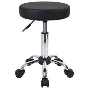 furwoo adjustable salon chair small rolling stool with wheels for spa salon massage home office black