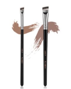 ultra-thin angled eyebrow eyeliner brush set - 2pcs angled precision eye brow makeup brush, fine point eyeliner brush, cruelty-free synthetic bristles slanted pro eye makeup tool kit, gift for women