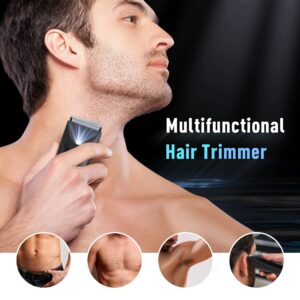 Body Hair Trimmer for Men Electric Groin Hair Trimmer Ball Shaver with Standing Charging Dock USB Rechargeable Men's Pubic Hair Trimmer with LED Light (Black)