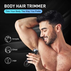 Body Hair Trimmer for Men Electric Groin Hair Trimmer Ball Shaver with Standing Charging Dock USB Rechargeable Men's Pubic Hair Trimmer with LED Light (Black)